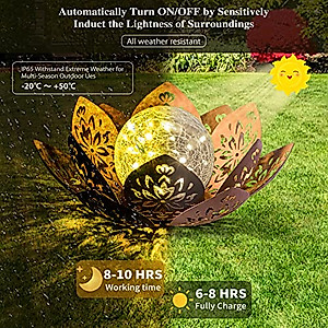 Huaxu Solar Garden Lights Outdoor Decorative - Bright Lotus Flower Table Lamp, Waterproof Solar Lights for Patio Pathway Yard Balcony Outside Decor