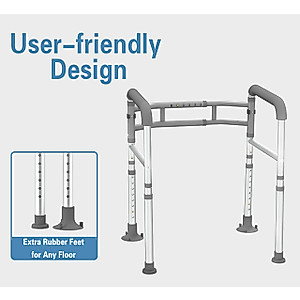 Delog Toilet Safety Rails 350 lb - Adjustable Toilet Safety Frame & Rails, Toilet Safety Rail for Elderly Adults, Toilet Handles for Seniors, Toilet Bars for Elderly & Handicap