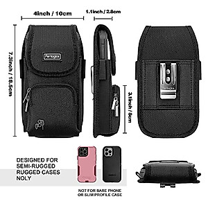 Perilogics Phone Holster with Magnetic Cover. Belt Clip Pouch for iPhone 15 Plus, 15 Pro Max, 14 Plus, iPhone 14 Pro Max, 13 Pro Max with Phone Case Installed. Zipper Storage and Credit Card Pocket