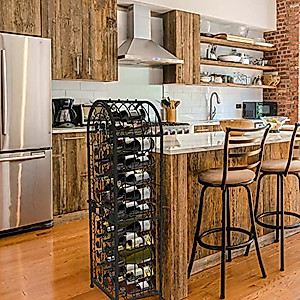 OOir onOO Wine Rack Freestanding Floor Wrought Iron Wine Rack Jail 45 Bottles Wine Holder 53 Inch Large Hand Made European Style Wine Rack - Bronze