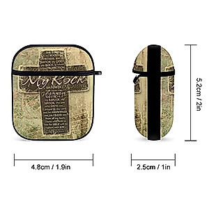 YouTary Christian Religious Bible Verse The Lord is My Rock Pattern Airpods 1 & 2 Case Cover, Apple AirPod Headphone Cover Unisex Personalized Shockproof Protective Wireless Charging Accessories with