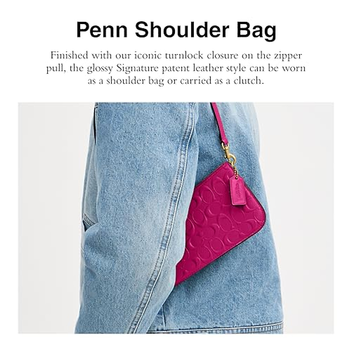 COACH Patent Signature Leather Penn, Magenta