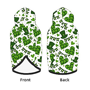St. Patrick's Day Clover Leaves Dog Hoodie Sweater for Dogs Pet Clothes with Hat and Pocket for Medium Large Dogs M