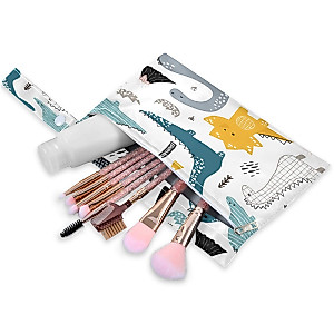 Waterproof Wet Dry Bag 2 Pack Cute Animal Cartoon Dinosaur Cloth Diaper Bag Organizer Pouch Set with Zipper Pocket Washable Wet Bag for Travel Hiking Swimsuit