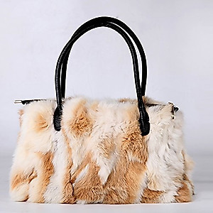 URSFUR Winter Shoulder Bag Women Real Rabbit Fur Handbag Wristlet Clutch Purse