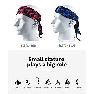 Mcolics Headbands Tie on Headband for Men Women Running Athletic Hair Head Band Elastic Sports Sweat Basketball Stetchy Yoga Workout Sweatband Adjustable Non-Slip Moisture Wicking (Blue)