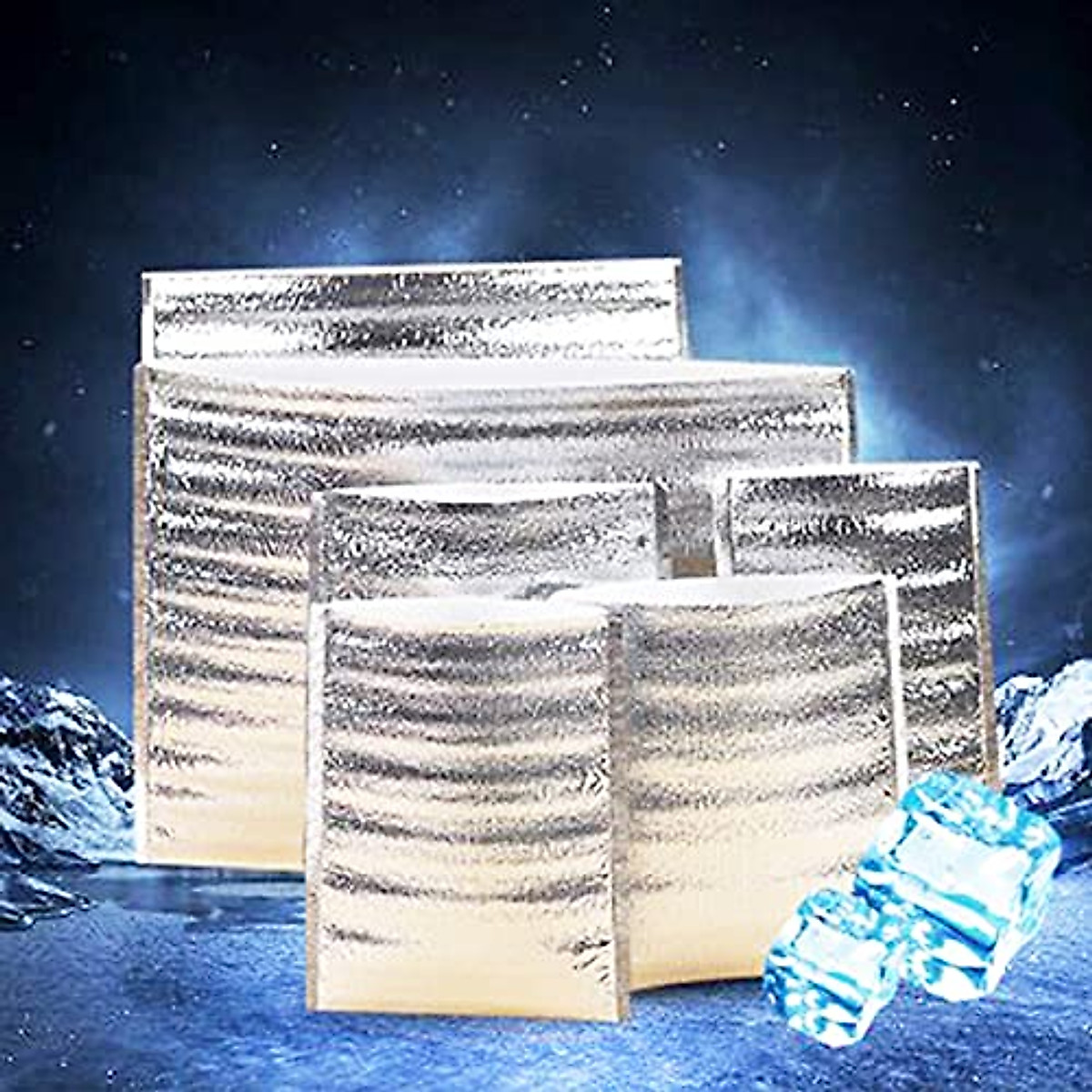 prettDliJUN 20Pcs Thermal Keep Cold/Hot Lunch Bag Food Pouch, Aluminum Foil Insulation Disposable Food Delivery Container