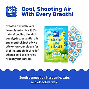NATPAT Breathe Easy Stickers - Stuffy Patch for Kids and Adults - All-Natural Cold and Allergy Relief for Congestion, Chemical and Drug Free - BuzzPatch Natural Patch (24 Pack)