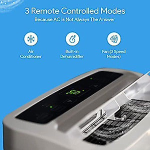 SereneLife SLPAC14 SLPAC Portable Air Conditioner Compact Home AC Cooling Unit with Built-in Dehumidifier & Fan Modes, Quiet Operation, Includes Window Mount Kit, 14,000 BTU, White