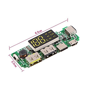 Acxico 1Pcs Dual USB Micro Type-C Flash USB Power Bank DIY Charger Module for Battery