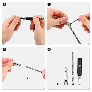 17 PCS Hinge Drill Bit Set, HSS Self Centering Drill Bits High Speed Hinge Tapper Core Drill Bit Set with Hex Key and Replacement Drill Bits for Wood Door Window Cabinet Woodworking