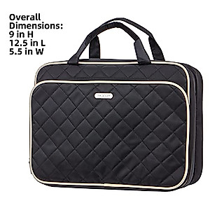 FINDCOZY Extra Large Toiletry Bag with Hanging Hook, Travel Makeup Case for Women, Cosmetic Organizer for Toiletries, Full-Sized Bottles, Beauty, Black