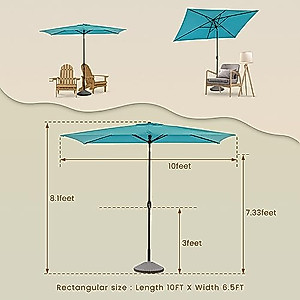 MONDAWE Outdoor Patio Umbrella 10 x 6.5 FT Rectangular Market Umbrella with Tilt and Crank Aluminum Commercial Table Umbrella for Pool Backyard Balcony