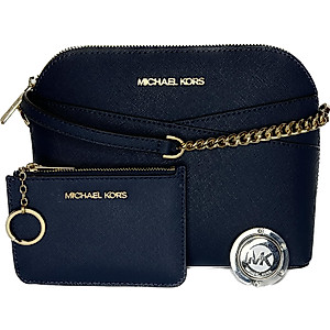 Michael Kors MICHAEL Michael Kors Jet Set Travel MD Dome XCross Crossbody bundled with SM TZ Coinpouch Purse Hook (Pink)