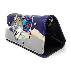 Western Wolf Dream Catcher Embroidery Feather Conceal Carry Women Handbag Purse in 5 colors (Black Wallet)