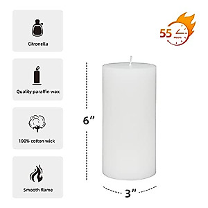 Zest Candle Pillar Candles, 3 by 6-Inch, White Citronella