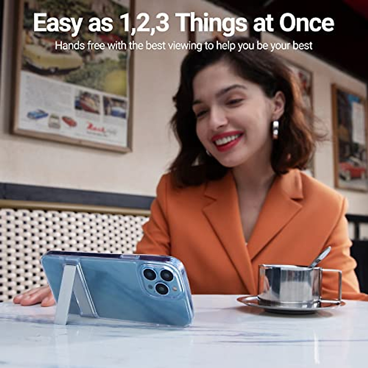 TORRAS MoonClimber iPhone 12 Pro Case/iPhone 12 Case [3 Stand Ways] [12X Armor-Level Protection] with Adjustable Metal Kickstand Shockproof Slim Transparent Stand Cases 6.1 inch, Clear