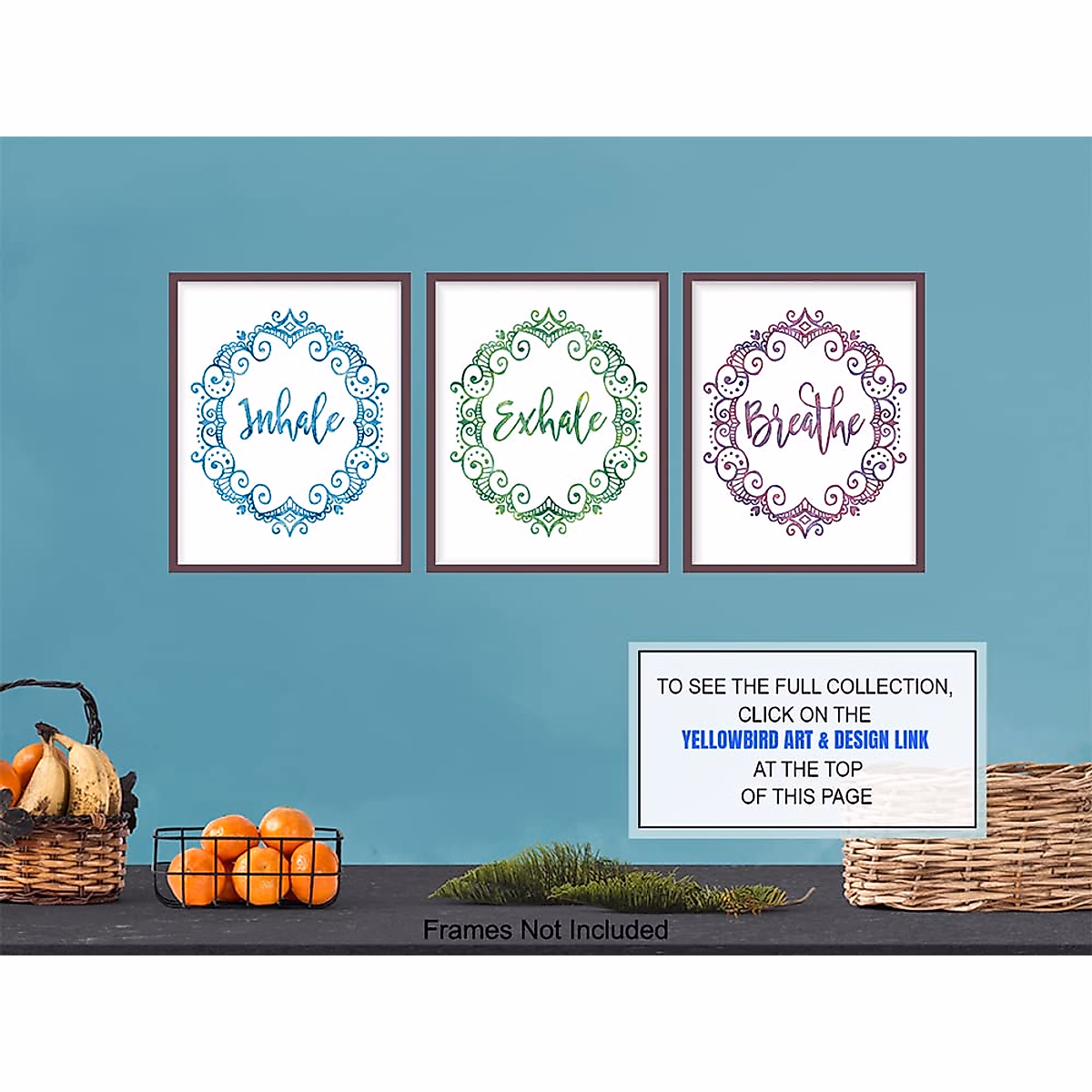 Inhale Exhale Wall Art - Inspirational Zen Wall Decor Picture Print Set - 8x10 Spiritual Home Decoration for Meditation Room, Yoga Studio, Office - Motivational Gift for Buddhist, Buddha, New Age Fans