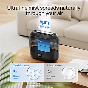 Dreo Smart Humidifiers for Bedroom, Top Fill 4L Cool Mist Humidifier with Nightlight, 32H Runtime, Touch/APP/Voice Control, Quiet Ultrasonic Humidifiers for Large Room, Home, Baby, Plants, Office