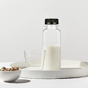 HIQQUGU 6 Pcs 10 OZ Plastic Juice Bottles, Reusable Bulk Beverage Containers, For Juice, Milk And Beverages, with Black Lids.