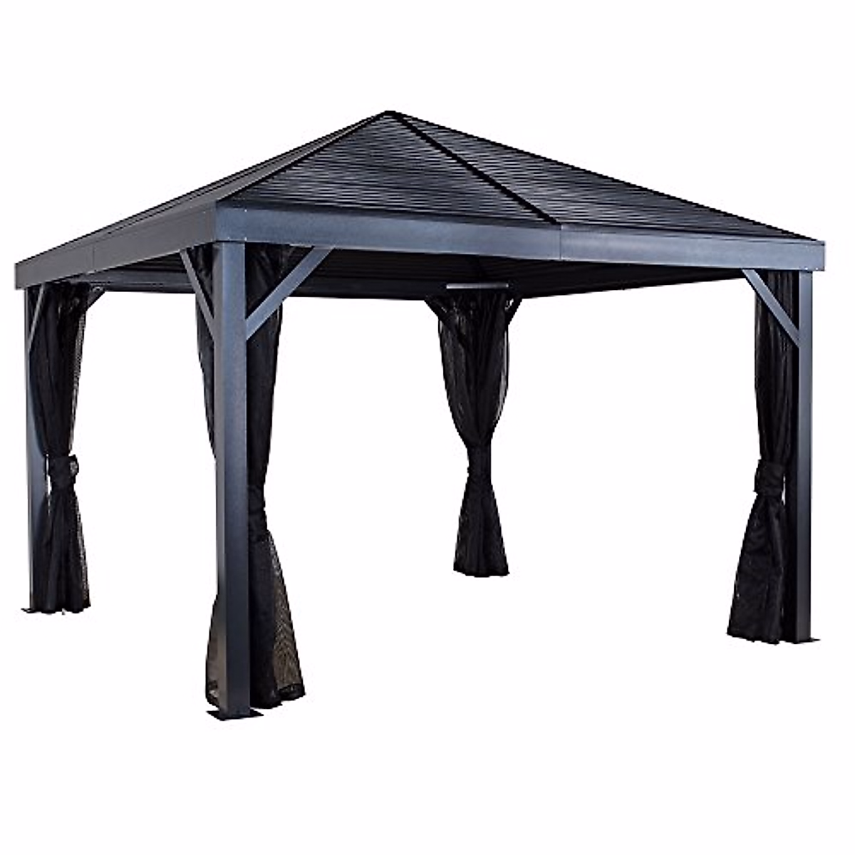 Sojag 12' x 12' South Beach Hardtop Gazebo Outdoor Weather-Resistant Aluminum Frame Shelter with Mosquito Net