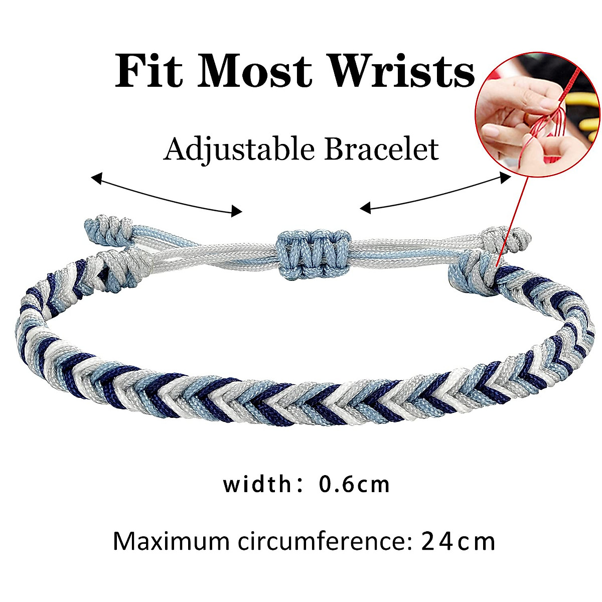 JENDEAR SHINE Rope Bracelet for Women, Hand Braided Rope Gradient Color Adjustable, Casual Party Couple Friendship Birthday Gift