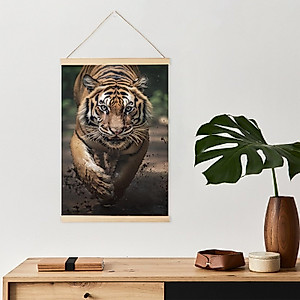 Tiger Magnetic Hanger Poster, 16x24 Inch King of The Forest Tiger Canvas Painting, Lightweight Wooden Magnet Frame for Poster, Prints, Photos, Maps, Oil Painting And Canvas Artwork