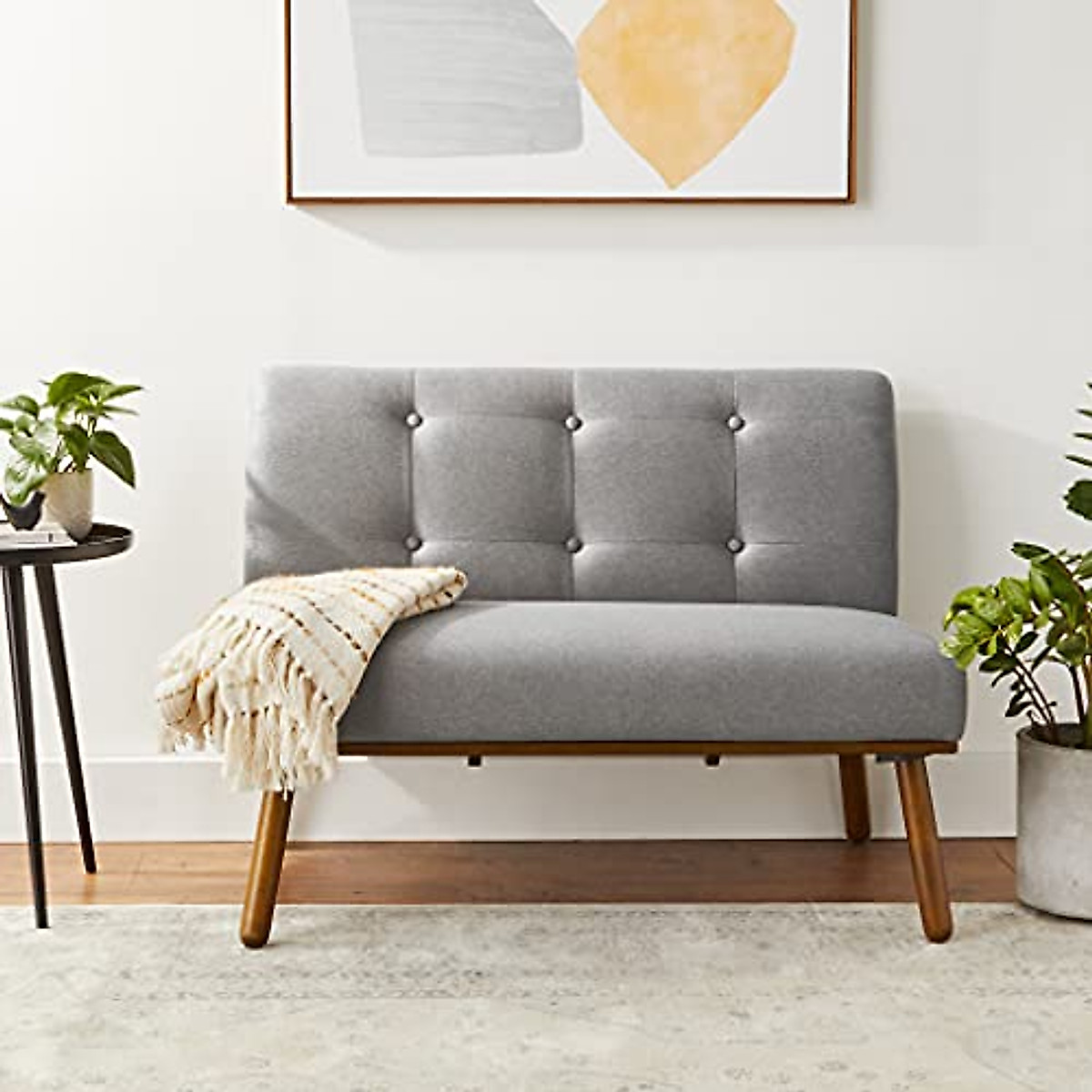 The Mezzanine Shoppe Playmate Upholstered Tufted Armless Loveseat, 40.5", Gray