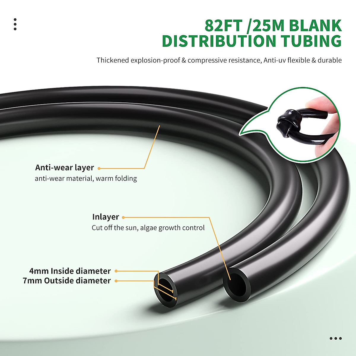82FT/25M Drip Irrigation Kit Automatic Watering System Drip Irrigation System 82FT 1/4" Blank Distribution Hose DIY Micro Irrigation Kit Saving Water with Adjustable Dripper for Greenhouse Garden