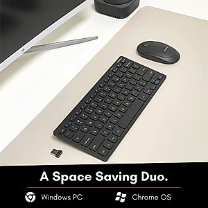 Macally Small Wireless Keyboard and Mouse Combo for PC - an Essential Work Duo - 2.4G - 78 Compact Key Cordless Mouse and Keyboard Combo with Mini Body and Quiet Click