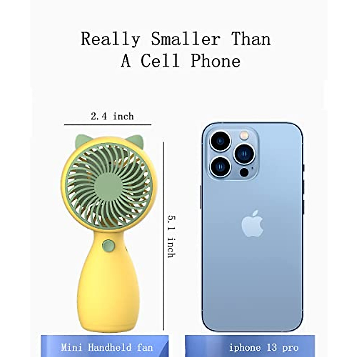 Aheadife Handheld Mini Fan,Portable USB Rechargeable Fan,Small Personal Fan Pocket Desktop Table Quiet Hand Fan with Strong