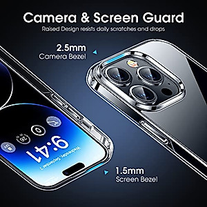 CASEKOO Upgraded Crystal Clear iPhone 14 Pro Case, [Never Yellow] [Exceed Mil-Grade Protection] Transparent Cover for Women Men Slim iPhone 14 Pro Phone Case 6.1 in, Clear