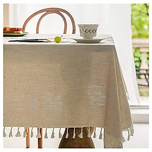 Tablecloth Polyester Fabric Tablecloths Rectangle Table Cover for Kitchen Dining Tabletop Decoration Table Cloths for Party, Holiday, Christmas, Buffet，Ruffles (Blue//Yellow/Grey, 55"×94"--140×240cm)
