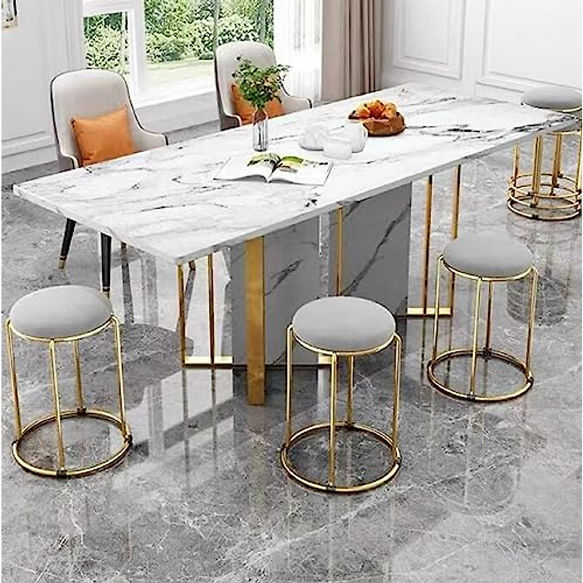 Technology cloth Bar Stool Backless Bar Stools Counter Stools Vanity Stools salon backless bar stools Round Stool Stackable Round Chairs Dining Chairs Set of 5 Pack,for Dinning,Kitchen,salon,Semina.