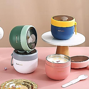 Hatleues 600ml Overnight Oat Containers with Spoon Leakproof Stainless Steel Food Containers with Lids Large Capacity Double-walled Insulated Food Jar Breakfast Yogurt Cups Pink 1