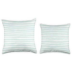Vine Mercantile Cute Pastel Mint Green Aqua & White Wavy Stripe Throw Pillow, 16x16, Multicolor