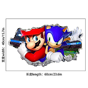 SKTFFR 3D Mario Brothers Wall Stickers 3D Cartoon Game Character Wall Decals Removable Wall Decors for Boys Bedroom,Girls Bedroom Living Room Decoration (Size: 17 in*24 in)