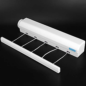 Spring Automatic Clothesline Drying Rack with Hooks, Perforated Installation Telescopic Retractable Clothesline, Can Bear a Load of About 8kg/282.2oz