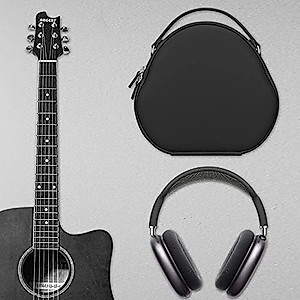 Canboc PU AirPods Max Smart Case Replacement for New Apple AirPods Max Headphone, Extra-Room fit Charger Cable, Black