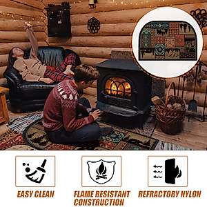 Demissle Fireplace Hearth Rug Fireplace Mats Cabin Southwestern Fireproof Fireplace Rug Fire Resistant Mat for Wood Stove Floor for Kitchen Indoor Outdoor(27 x 48 Inch,Classic)