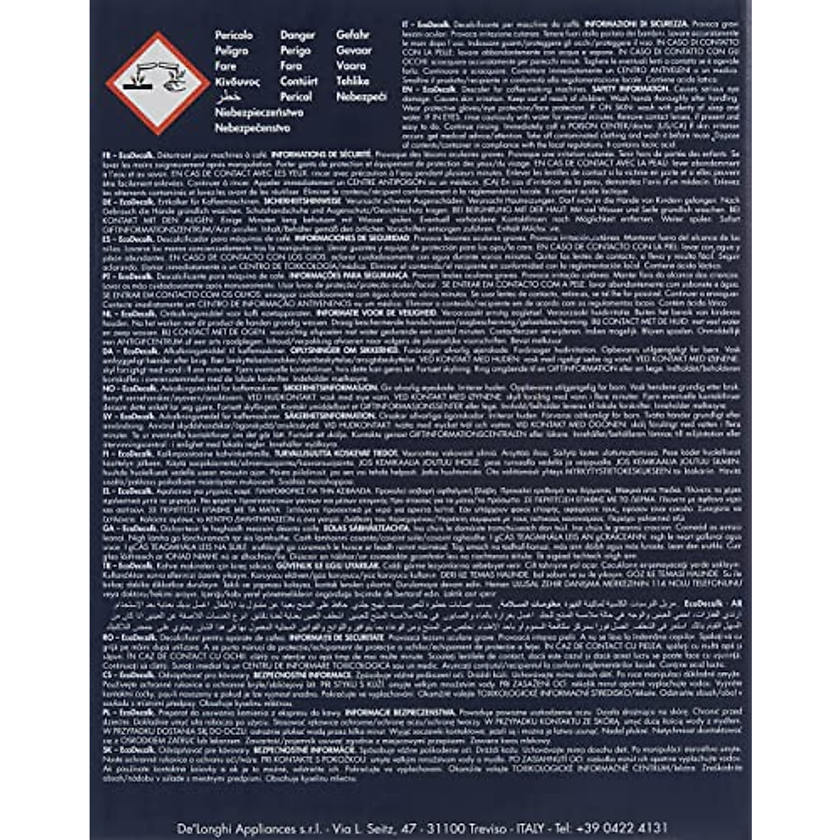 De'Longhi Eco Descaler Set of 2, Two Bottles, Clear