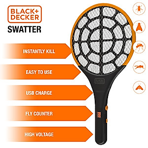 Fly Swatter Bug Zapper Indoor and Outdoor Heavy-Duty Zap Racket w/Counter for Flies, Mosquitoes, Gnats