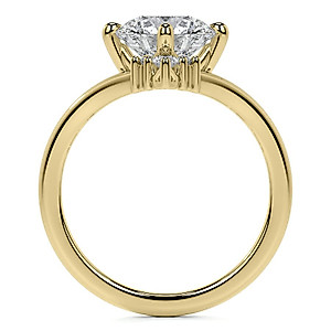 10K Solid Yellow Gold Handmade Engagement Ring 2.50 CT Round Cut Moissanite Diamond Solitaire Wedding/Bridal Ring Set for Women/Her, Fancy Ring Gifts for Her