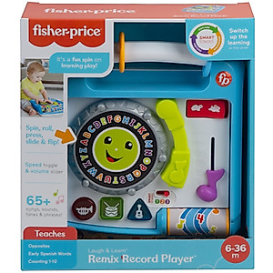 Fisher-Price Laugh & Learn Remix Record Player, Musical Toy with Learning Content for Infants and Toddlers Ages 6 to 36 Months