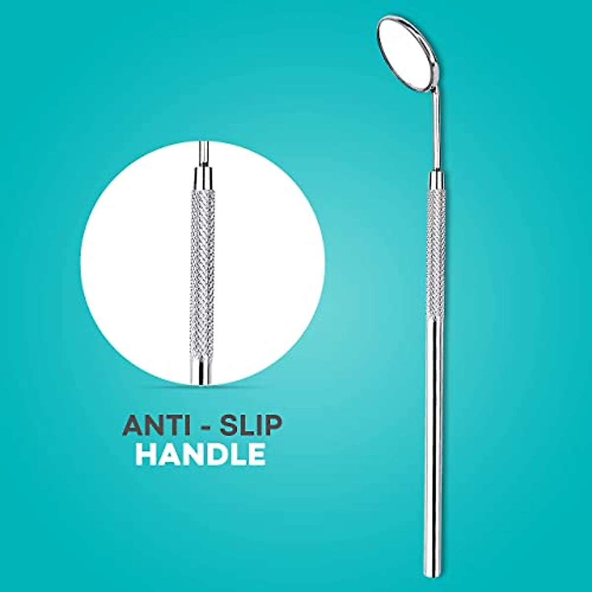 HOKIN Dental Mirror Number 5 Stainless Steel Professional Dentist Mirror with Two Removable Mirror Heads