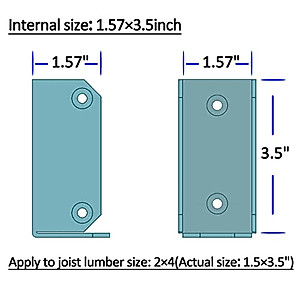 Antsky 4×2(Actual Size: 3.5×1.5") Wood Pergola/Gazebo Joist Stainless Steel Connectors/Brackets (6 Pack)