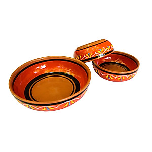 Canyon Cactus Ceramics Spanish Terracotta Set Of 3 Small Dipping Bowls, Orange
