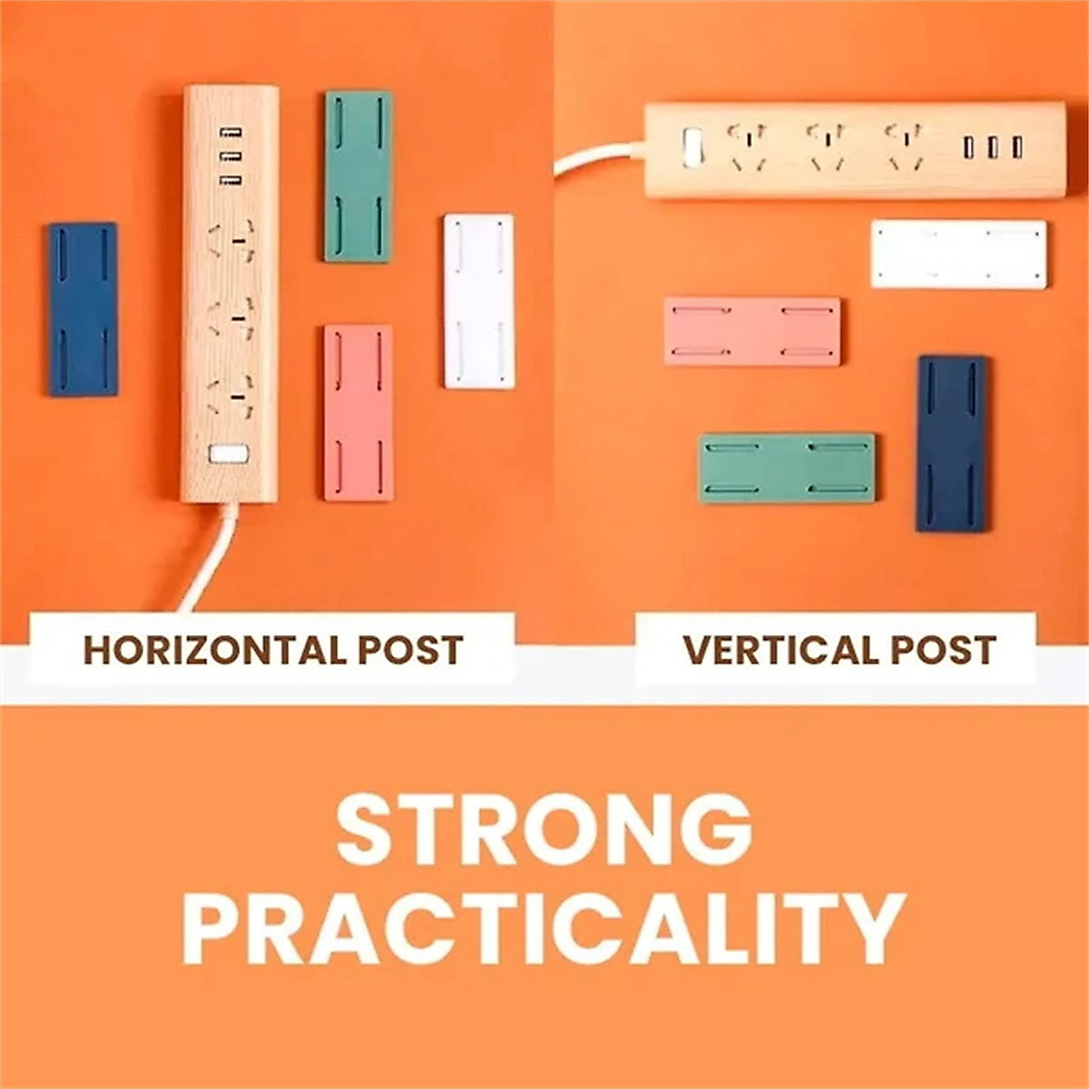 16PC Self Adhesive Power Strip Holder, Adhesive Punch-Free Socket Holders, Power Strip Holder Fixator, Self-Adhesive Desktop Socket Fixer, Power Strip Holder Wall Mount (16pc)