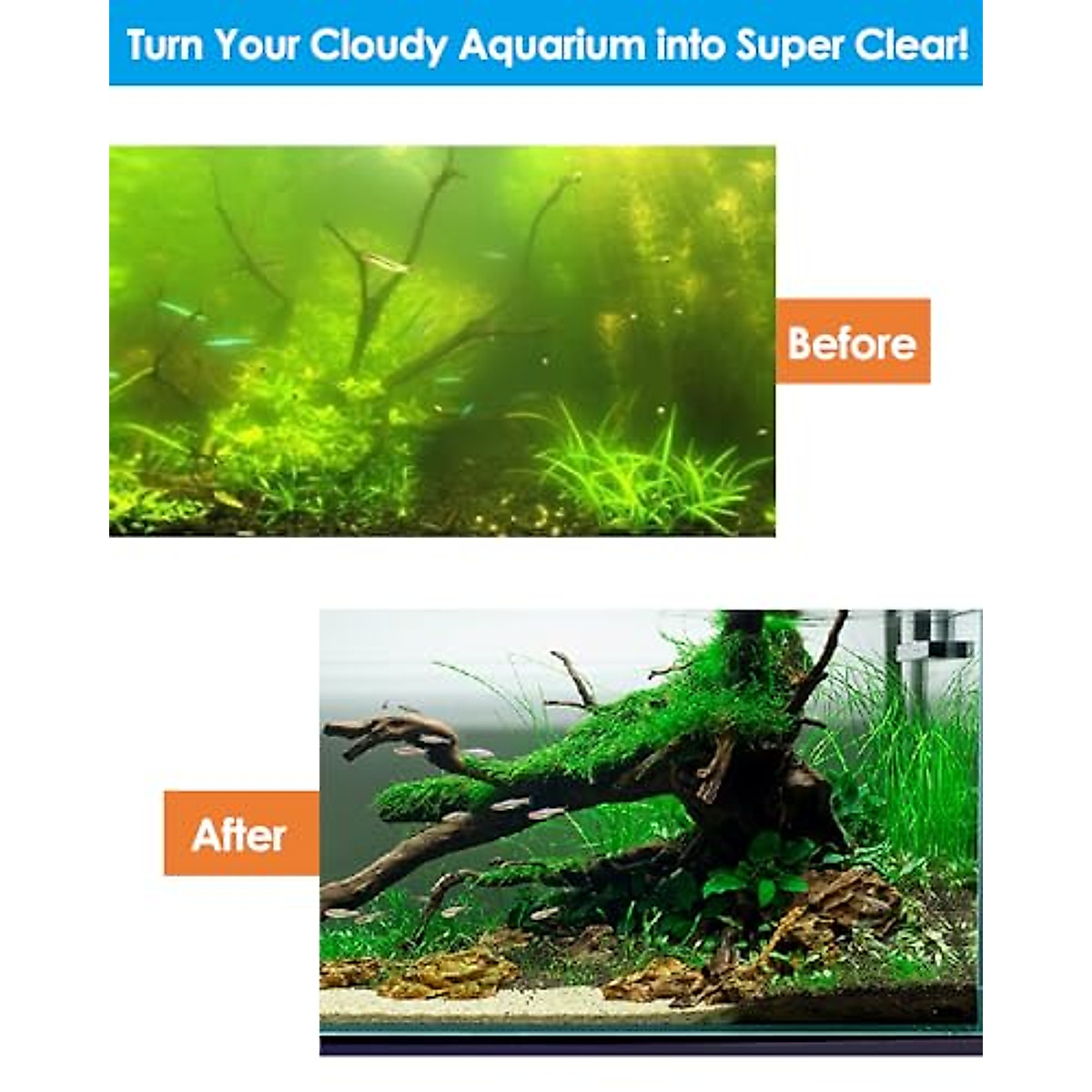 AquaMiracle Aquarium Filter Fish Tank Filters Green Water Cleaning Filter Pump with Timer, Dual Mode (Aeration/Rainfall) for 40-120 Gallon Aquariums, Flow Rate and Direction Adjustable