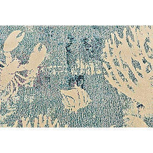 Unique Loom Positano Collection Coastal Modern Coral Lobster Shells Light Blue Area Rug (5' x 8')